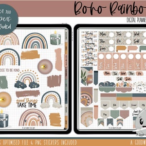 Boho Rainbows Digital Planner Stickers | Goodnotes Planner Stickers ...