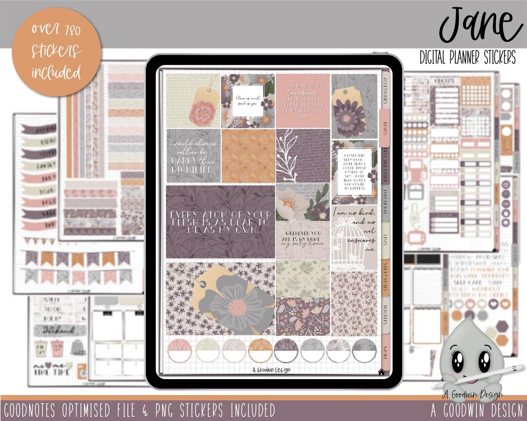 Jane Vintage Digital Planner Stickers | Goodnotes Planner Stickers ...
