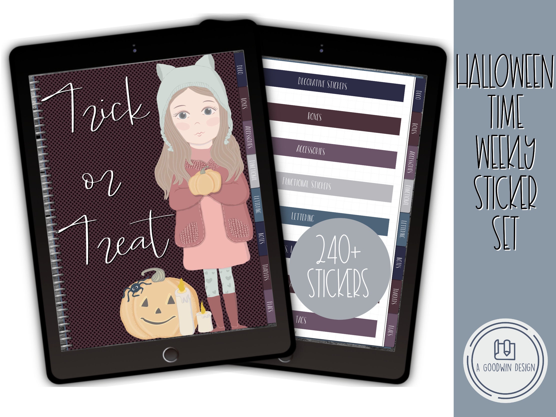 Halloween Time Weekly Digital Planner Stickers Goodnotes | Etsy