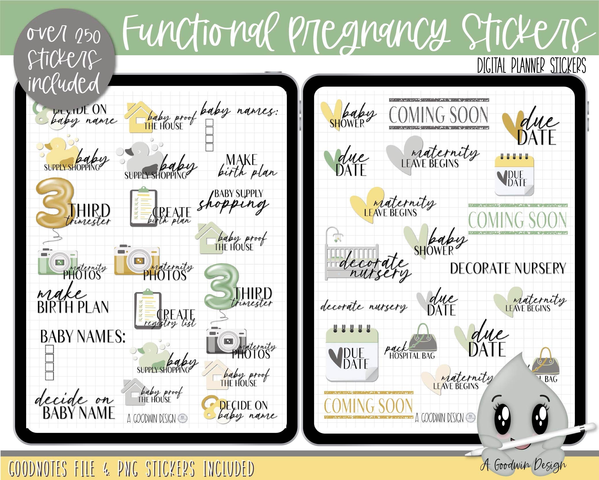 Functional Pregnancy Sticker Set L Planner Stickers - Etsy UK