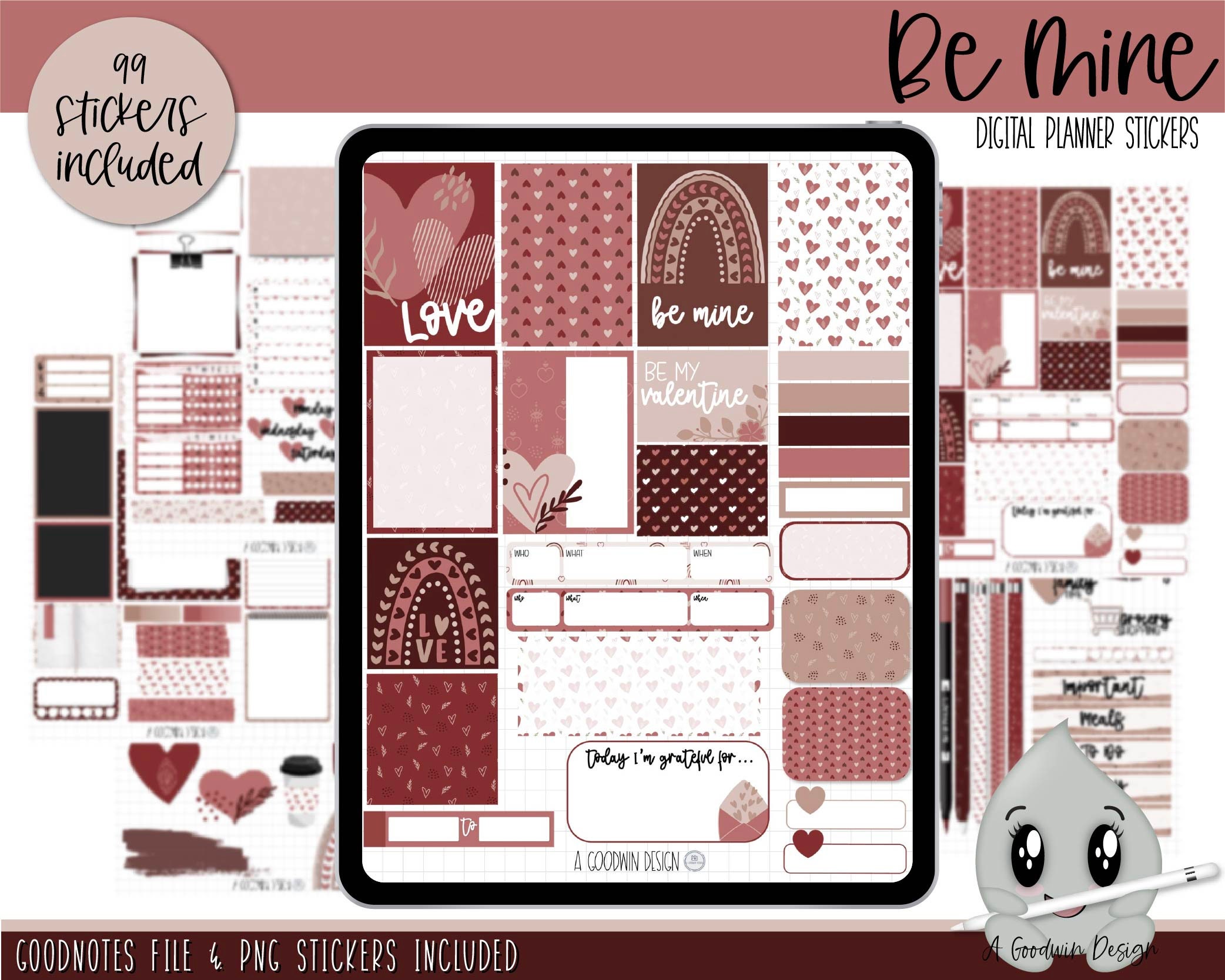 Be Mine Digital Planner Stickers Decorative Sticker Set | Etsy