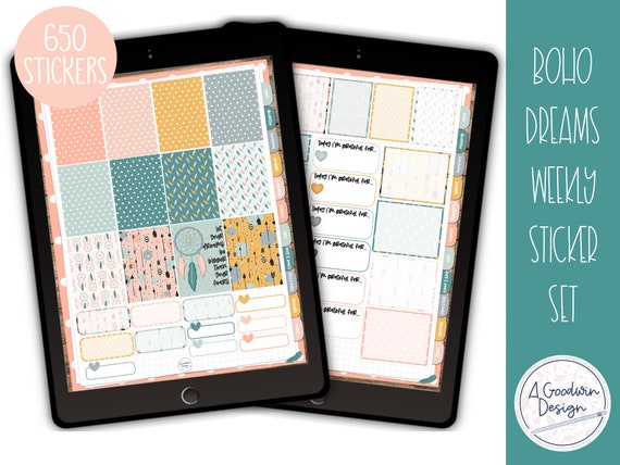 Boho Dreams Monthly Digital Planner Stickers Goodnotes | Etsy