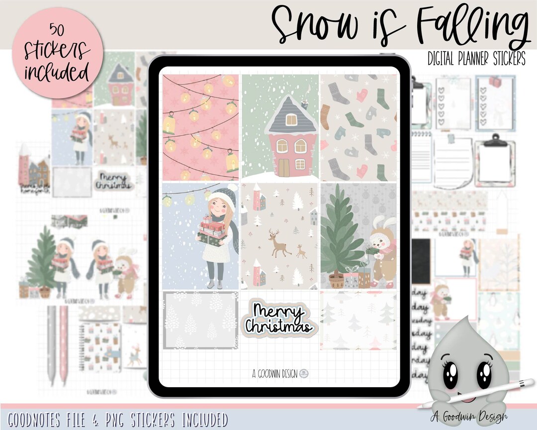 Snow is Falling Digital Planner Stickers | Mini Sticker Kit | Goodnotes ...