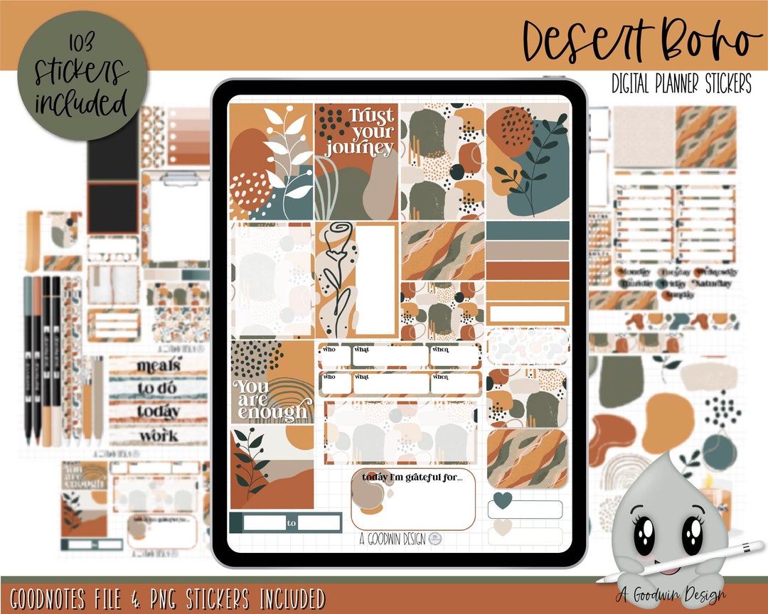 Desert Boho Digital Planner Stickers | Decorative Sticker Set ...