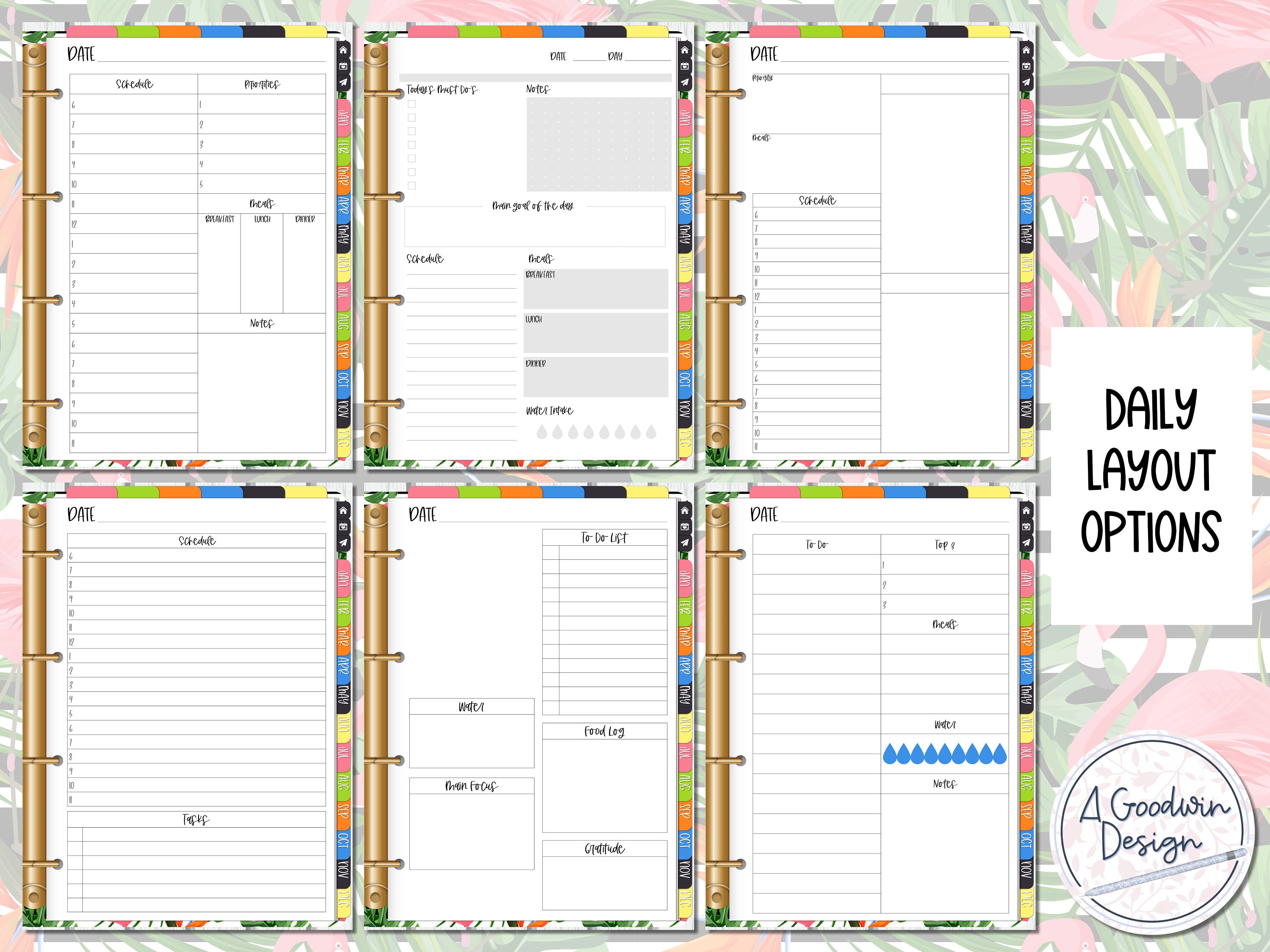 Flamingo Fun Undated Digital Portrait Planner for Goodnotes | iPad ...