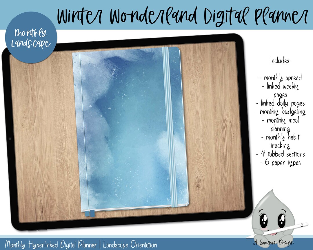 Winter Wonderland Monthly Landscape Planner for Goodnotes | iPad ...