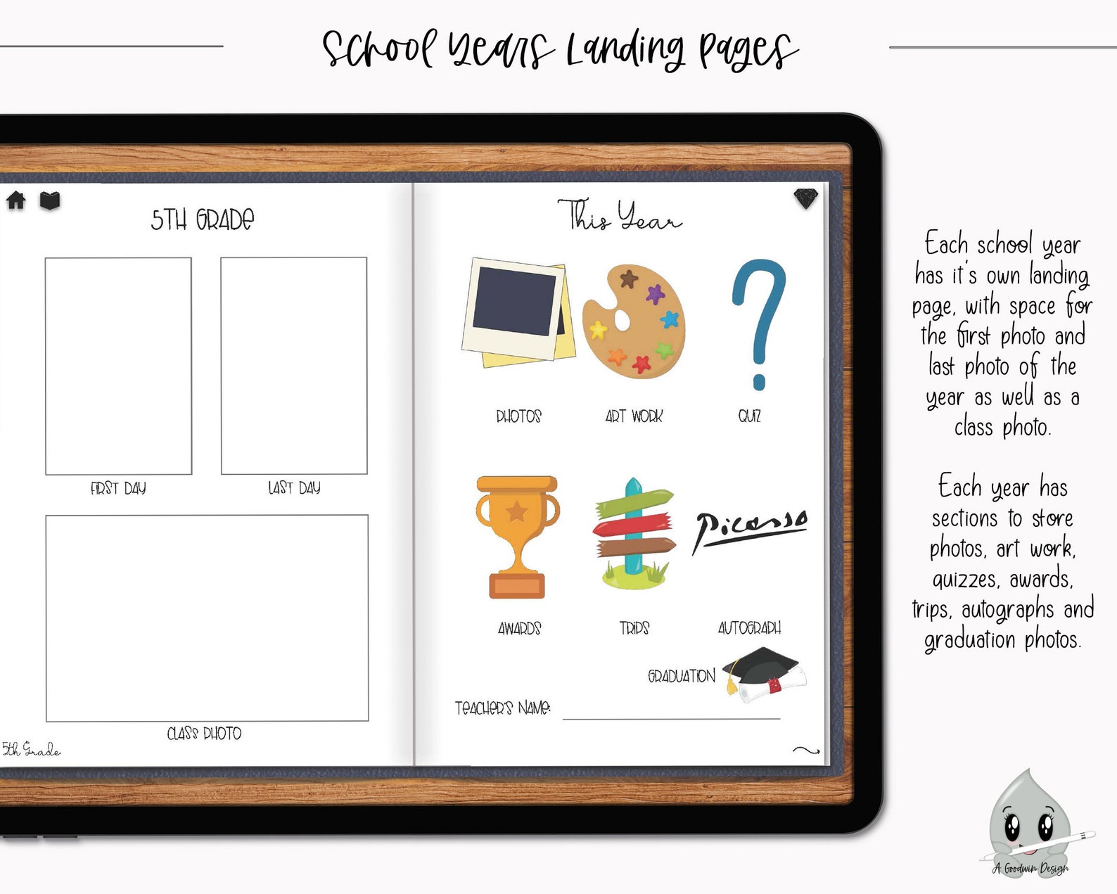 Digital School Years Memory Book for Goodnotes or Xodo Ipad - Etsy