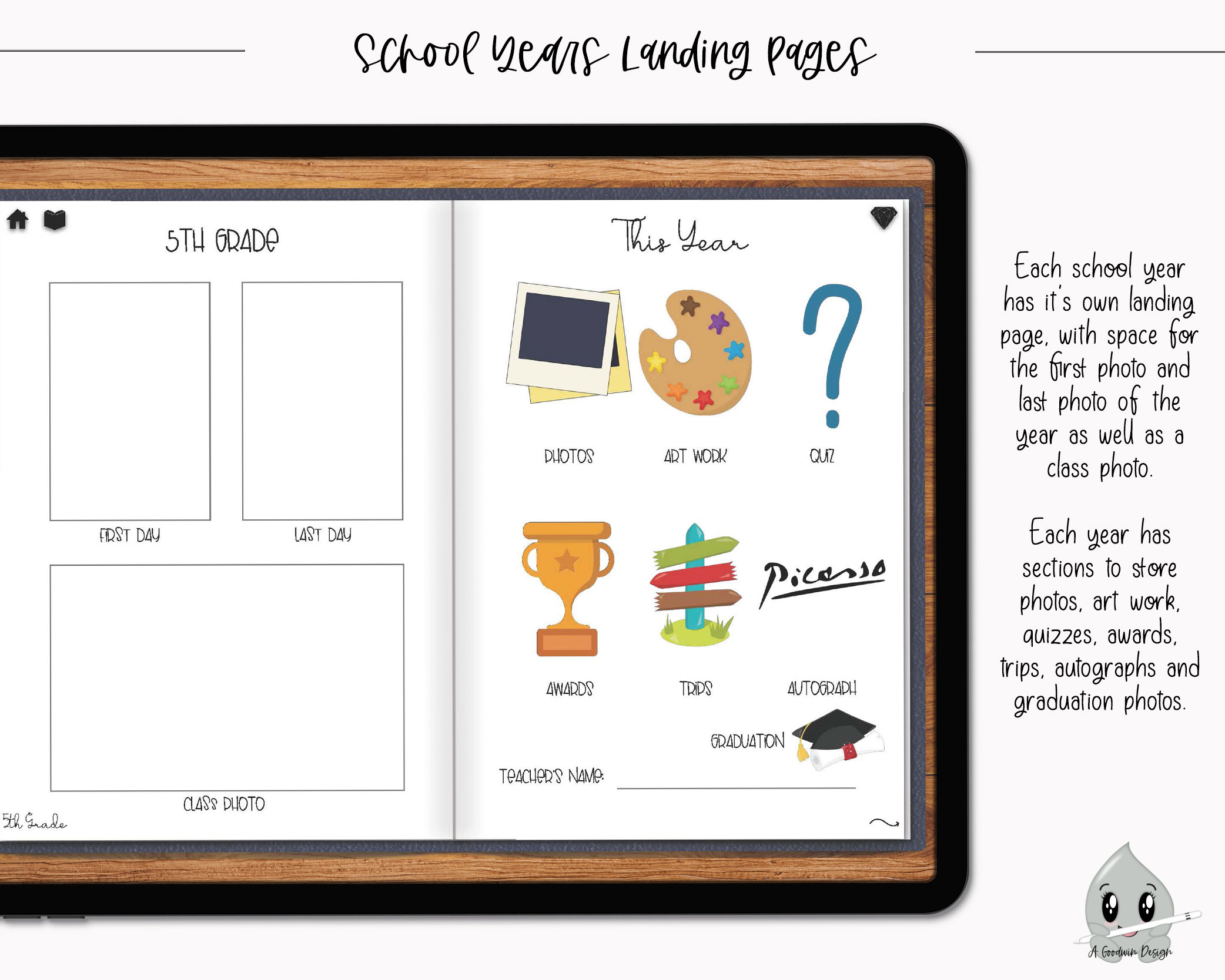 Digital School Years Memory Book for Goodnotes or Xodo Ipad | Etsy