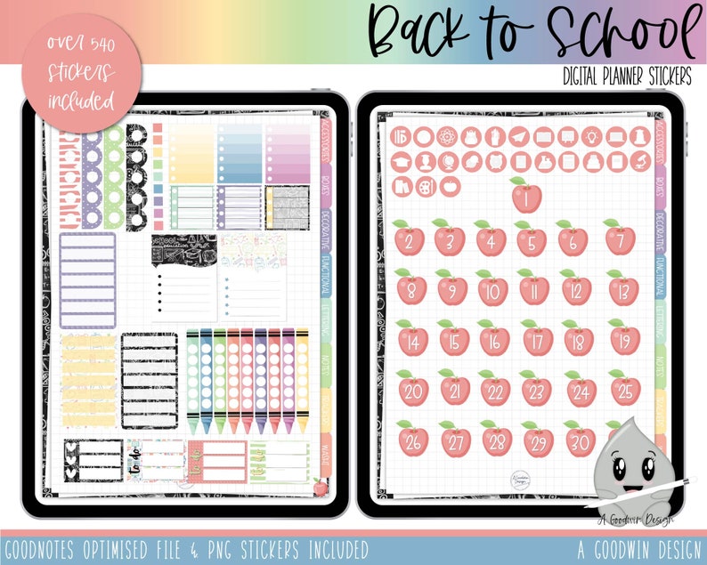 Back to School Bundle Digital Planner Stickers Goodnotes - Etsy UK