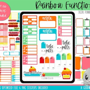 Rainbow Functional Digital Planner Stickers | Goodnotes Planner ...