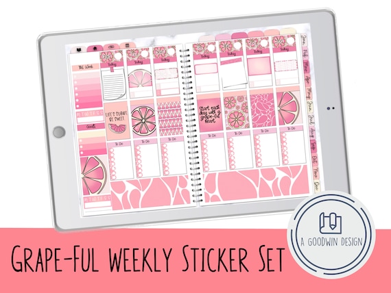 Grape-ful Weekly Digital Planner Stickers Goodnotes Planner | Etsy