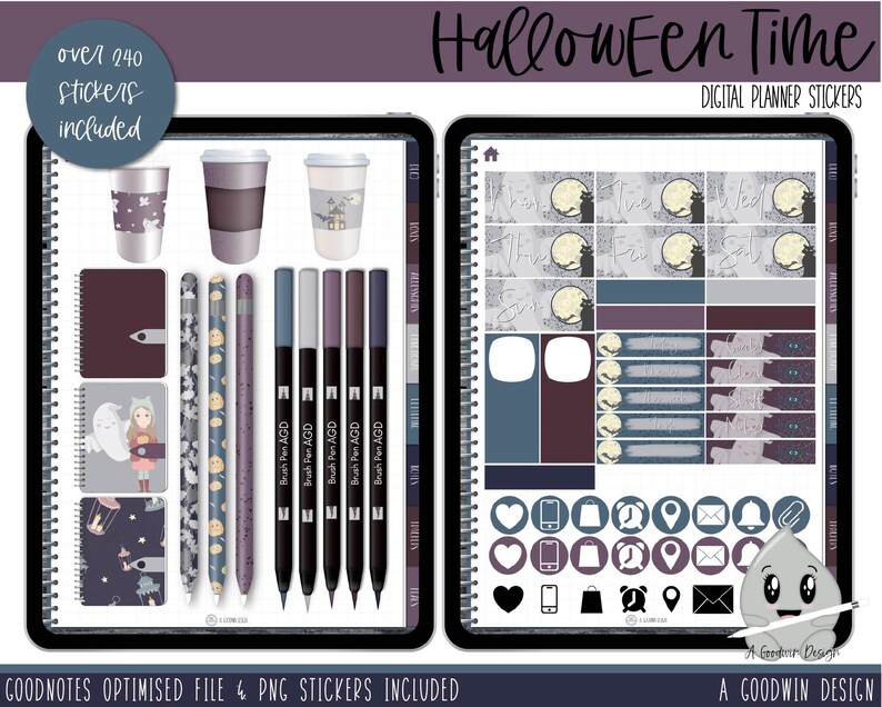 Halloween Time Weekly Digital Planner Stickers | Goodnotes Planner ...
