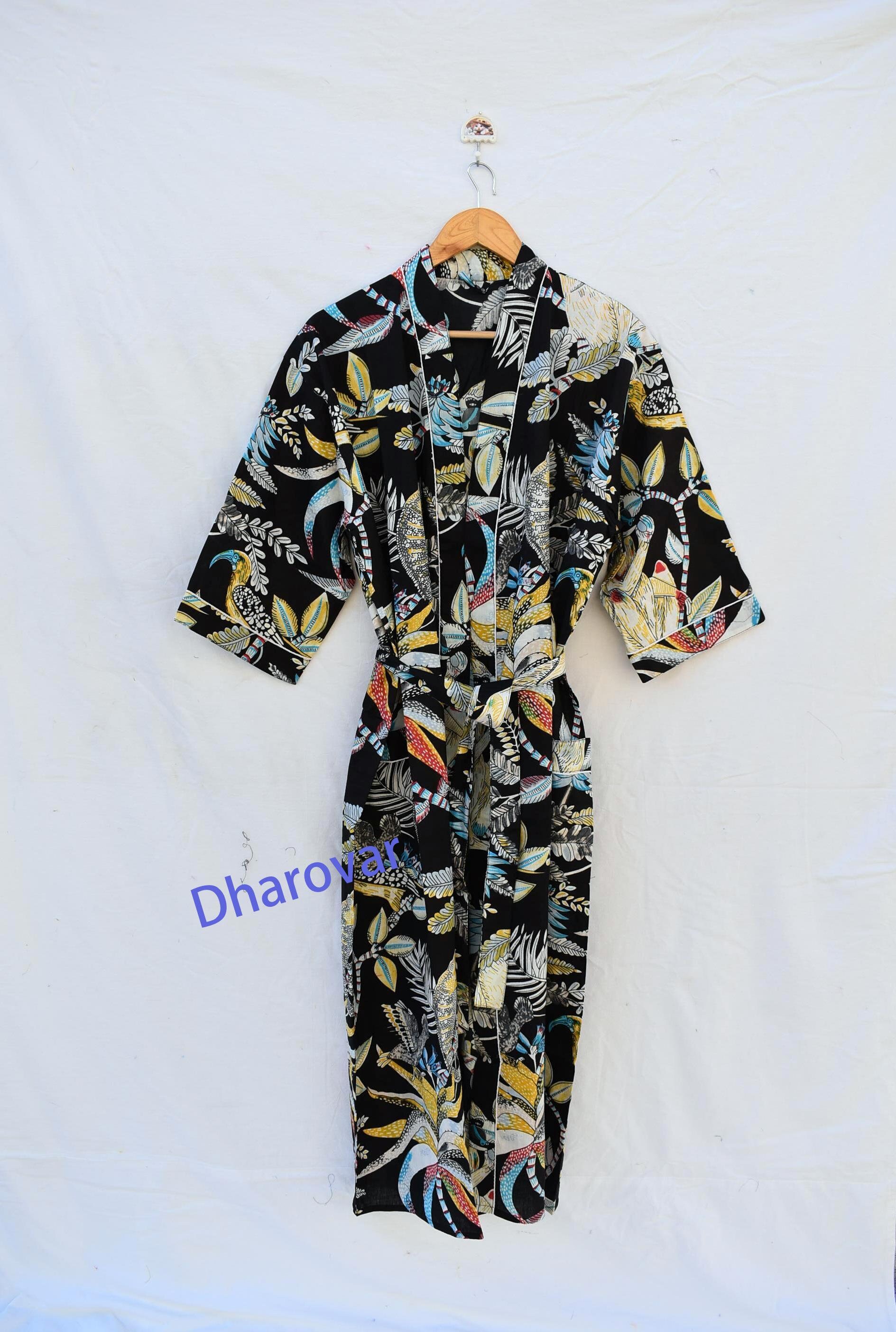 Monkey Print Royal Cotton Sleepwear Robes Nightdress Kimono - Etsy