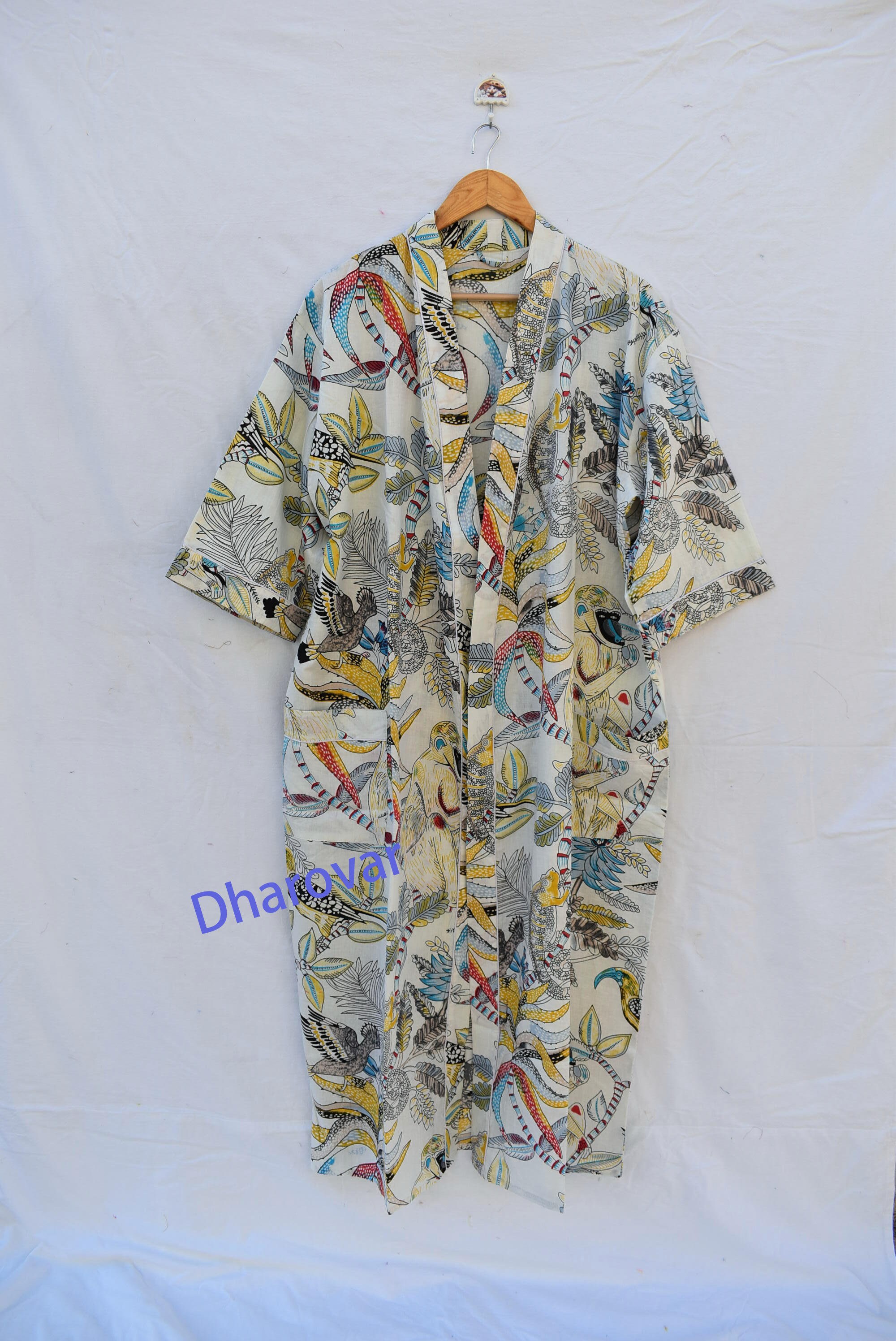 Monkey Print Royal Cotton Sleepwear Robes Nightdress Kimono - Etsy