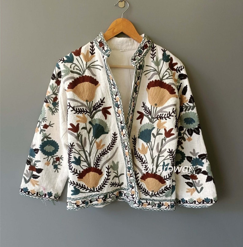 Manteau de veste de broderie Suzani, vestes dhiver pour femmes, veste ...