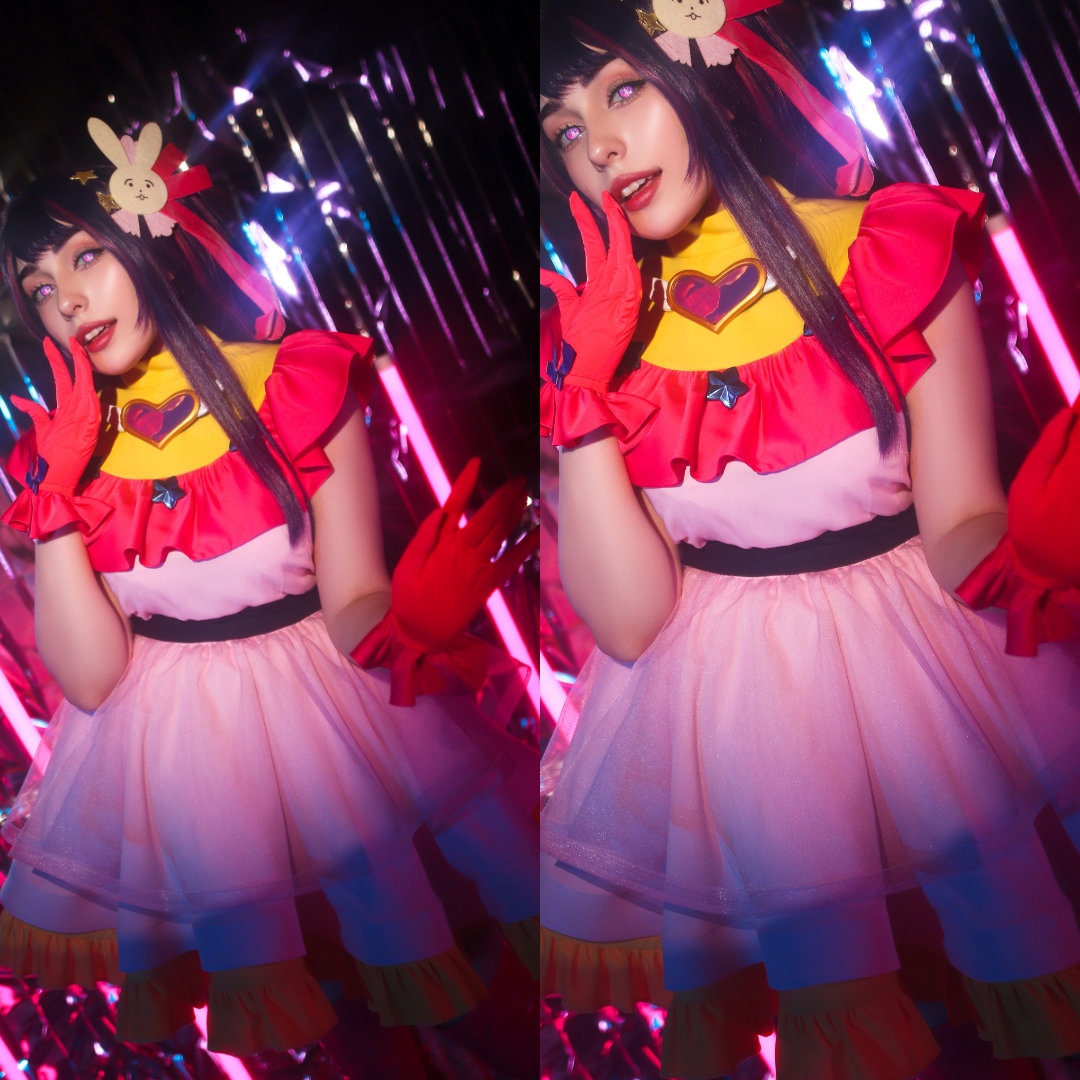 Ai Child Pop Idol Singer Pink Fluffy Dress Cosplay Costume, Cosplay ...