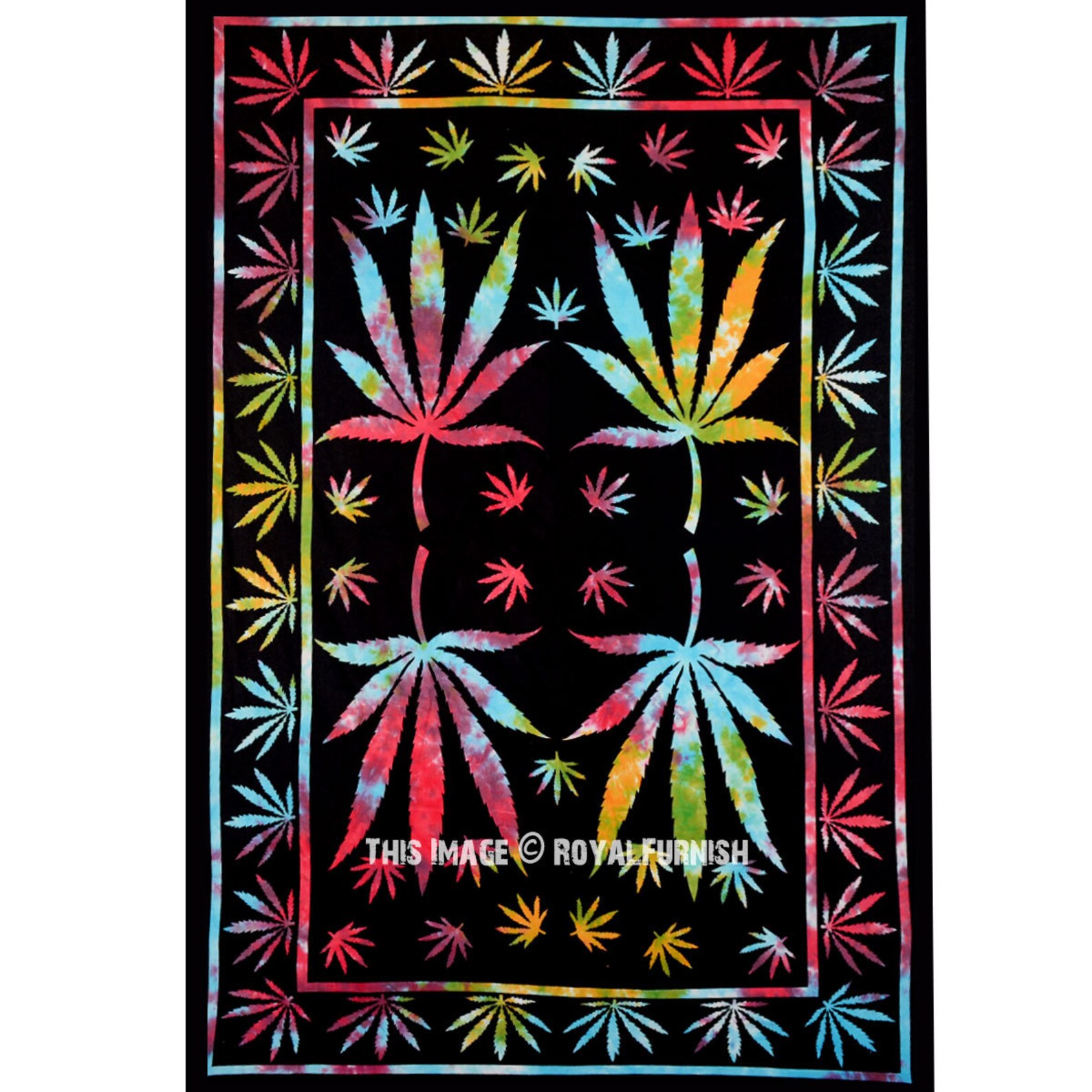 Twin Black Multi Weed Tapestry Marijuana Leaf Tie Dye | Etsy