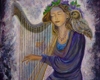 Harpist Painting - Etsy
