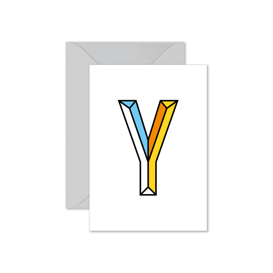 Varsity Letter Y Mini Card Alphabet Typographical A6 - Etsy
