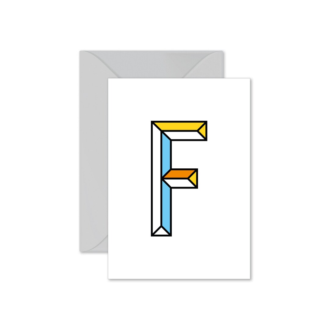 Varsity Letter F Mini Card Alphabet Typographical A6 Greeting Card - Etsy