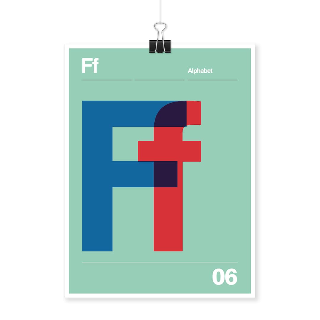 Initial Letter F - Alphabet Typographical Print Wall Art - Etsy