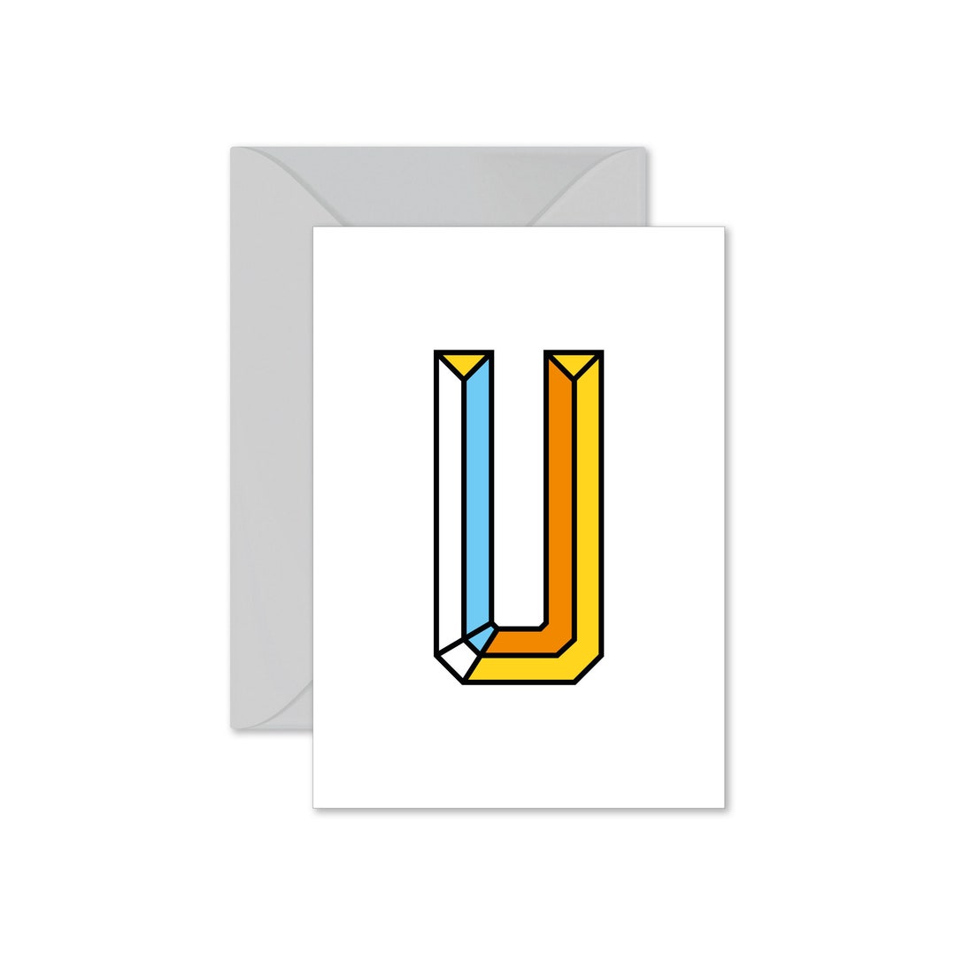 Varsity Letter U Mini Card Alphabet Typographical A6 - Etsy