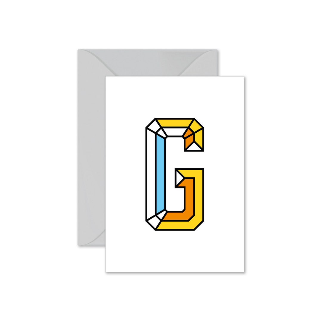 Varsity Letter G Mini Card Alphabet Typographical A6 Greeting Card - Etsy