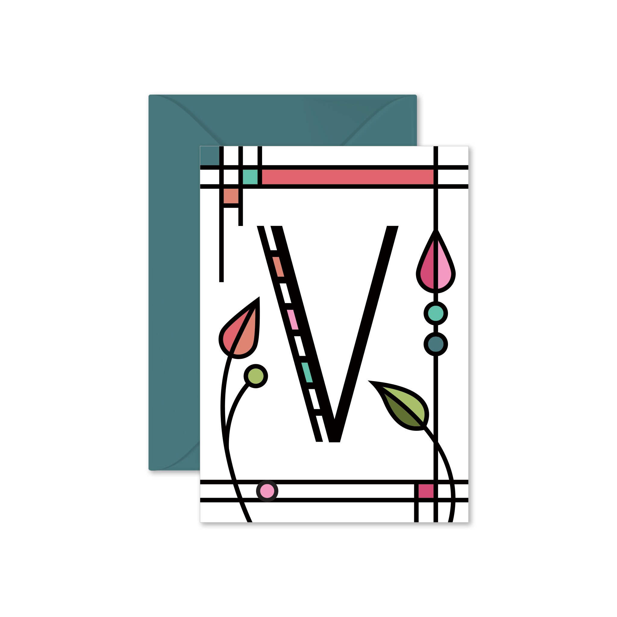 Initial Letter V Mini Card Rennie Mackintosh Alphabet A6 - Etsy