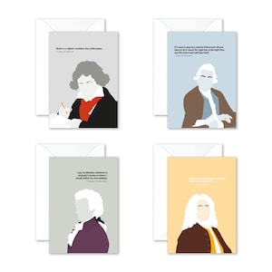 Famous Composers 4x Greeting Card Selection Pack - Musician Stationery ...