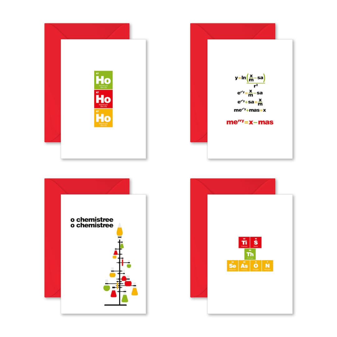 Science Christmas Card X4 Selection Pack - Geeky Gifts for Scientists ...