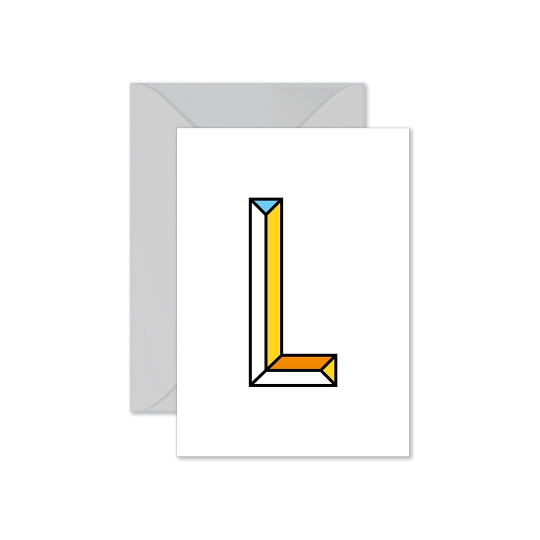 Varsity Letter L Mini Card Alphabet Typographical A6 Greeting Card - Etsy