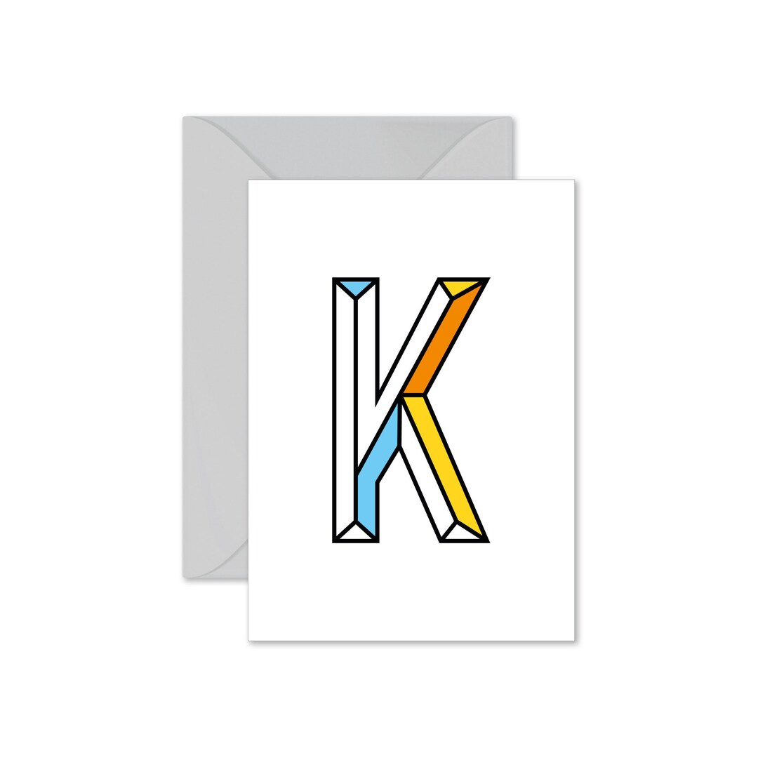 Varsity Letter K Mini Card - Alphabet Typographical A6 Greeting Card - Etsy