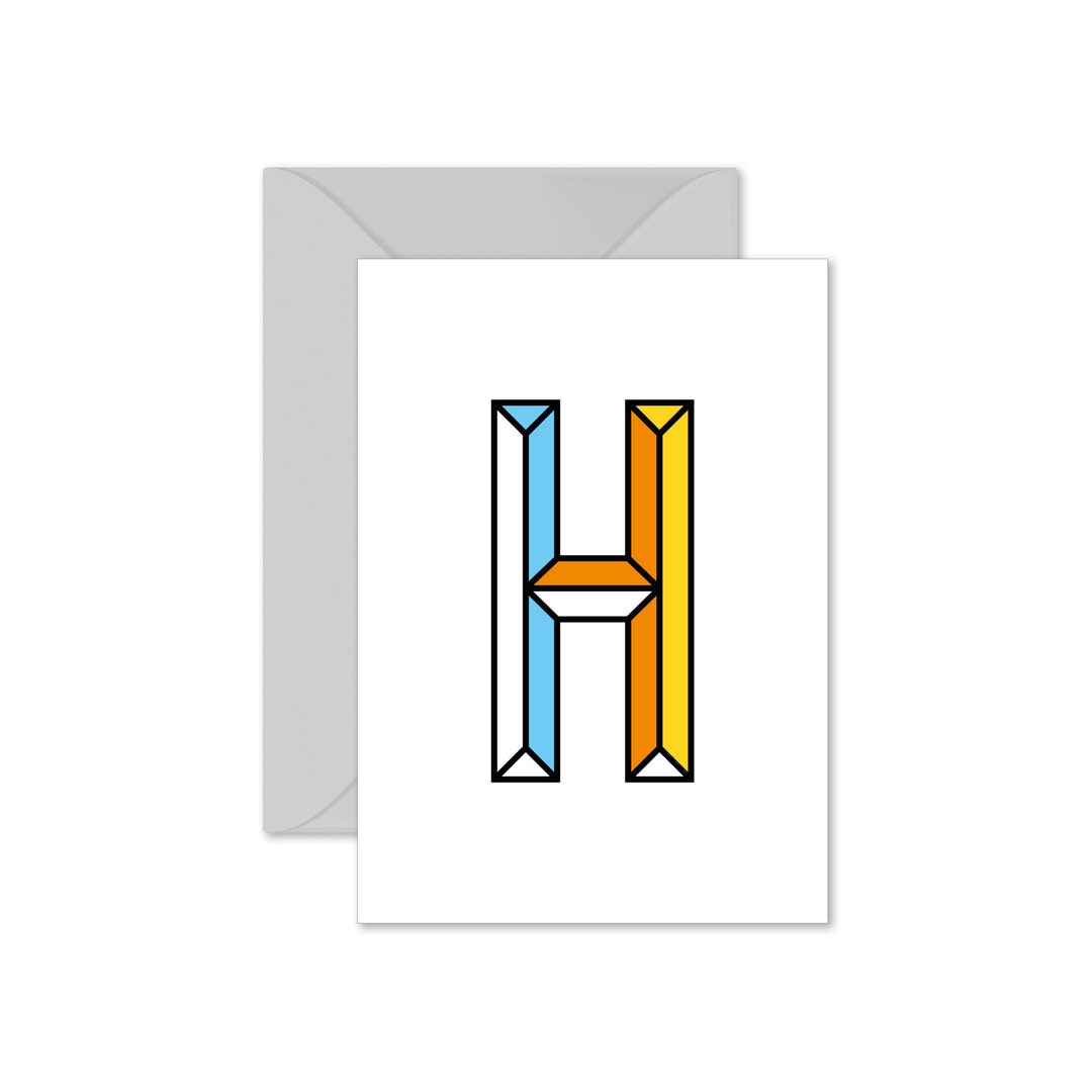 Varsity Letter H Mini Card Alphabet Typographical A6 Greeting Card - Etsy