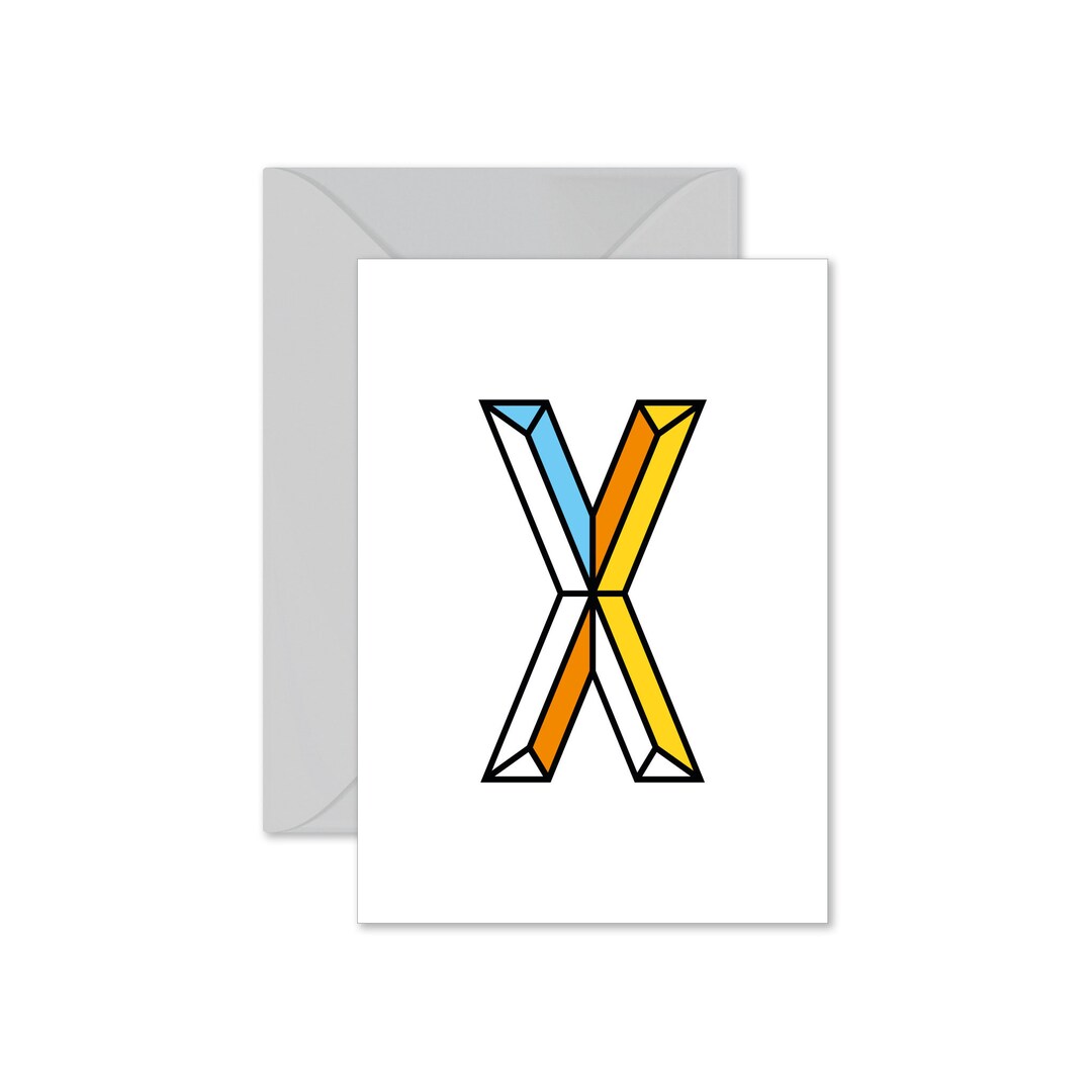 Varsity Letter X Mini Card Alphabet Typographical A6 Greeting Card - Etsy
