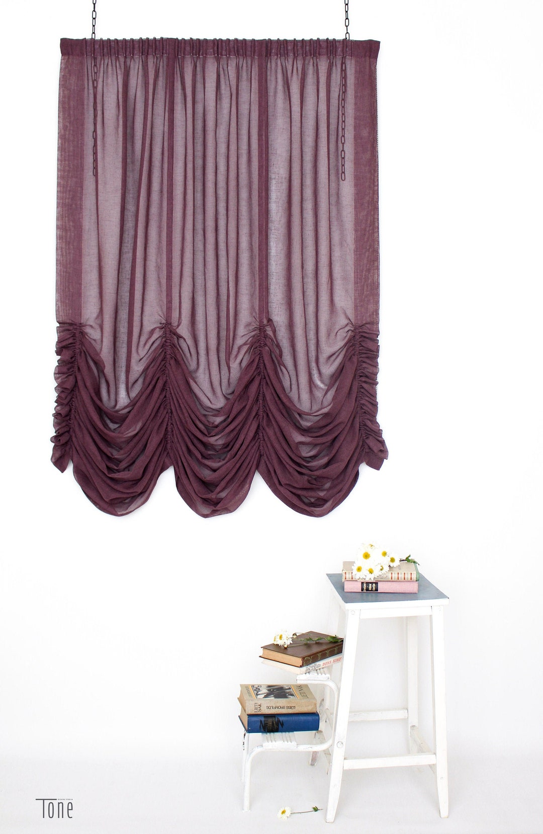 Faux Linen Balloon Shade: Austrian Style Roman Blind - Etsy