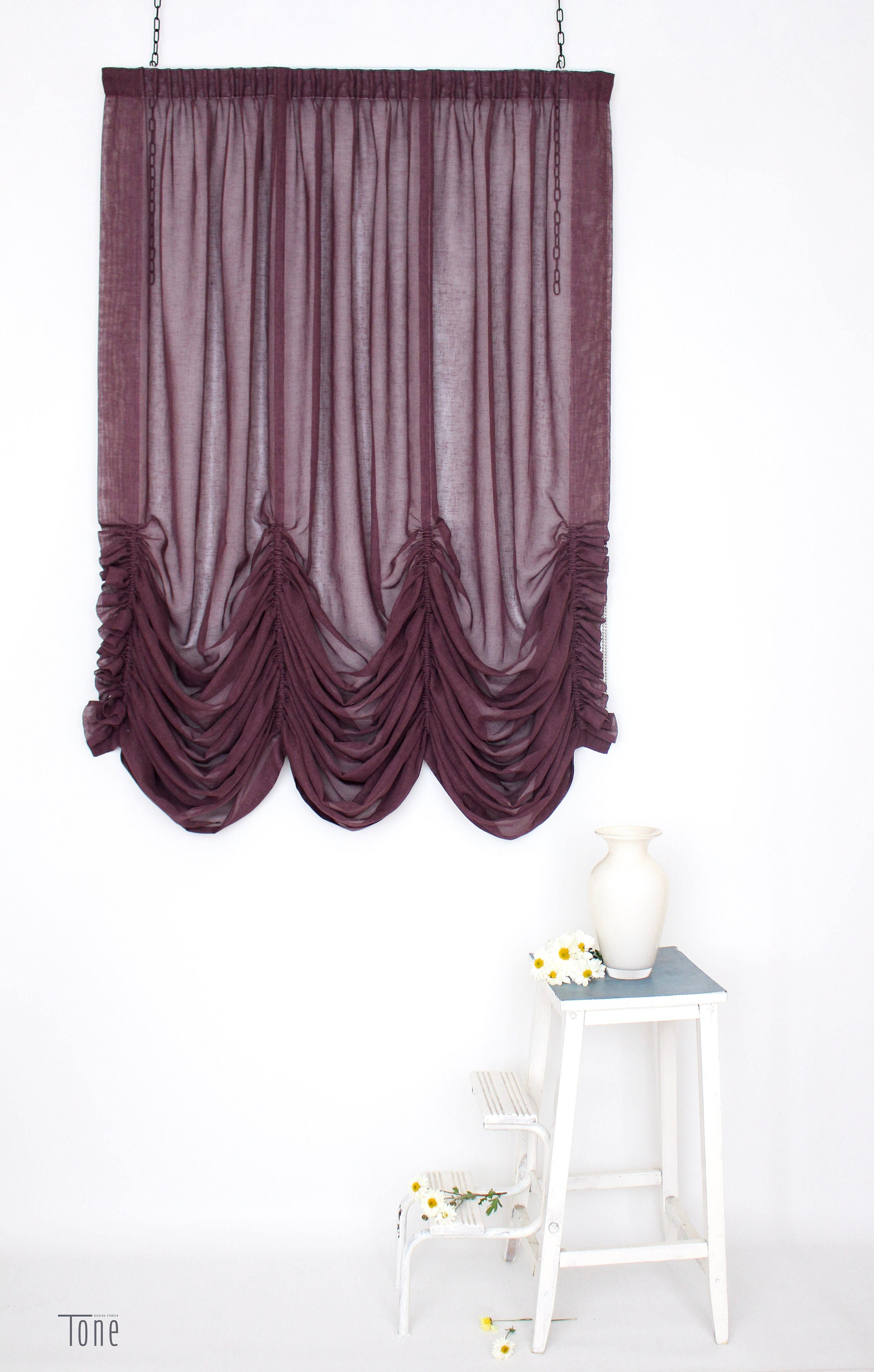 Faux Linen Balloon Shade: Austrian Style Roman Blind - Etsy