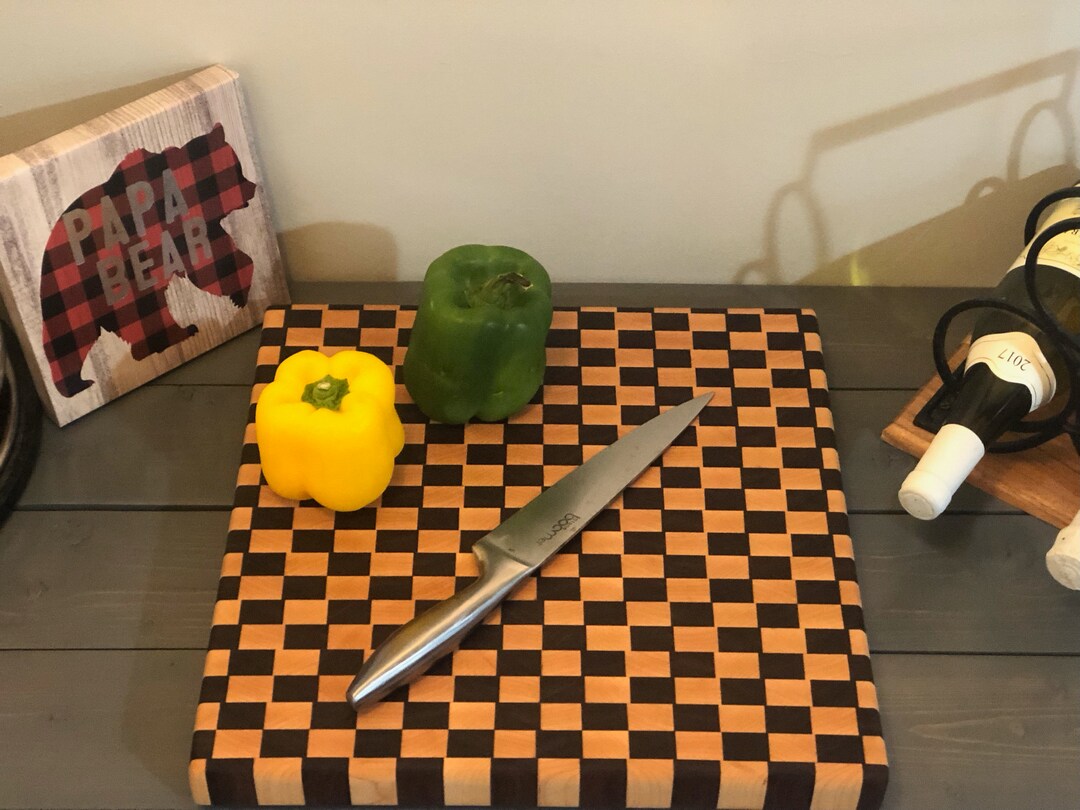 End Grain Butcher Block Cutting Board in Checkerboard Pattern - Etsy