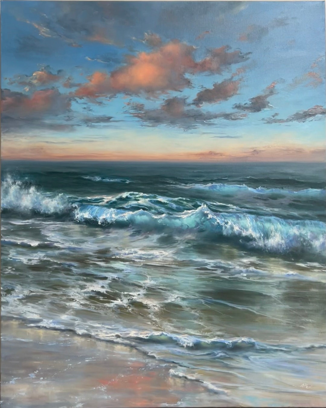 Original LARGE Sea Oil Painting, Deep Canvas, Ocean Wave, Landscape ...