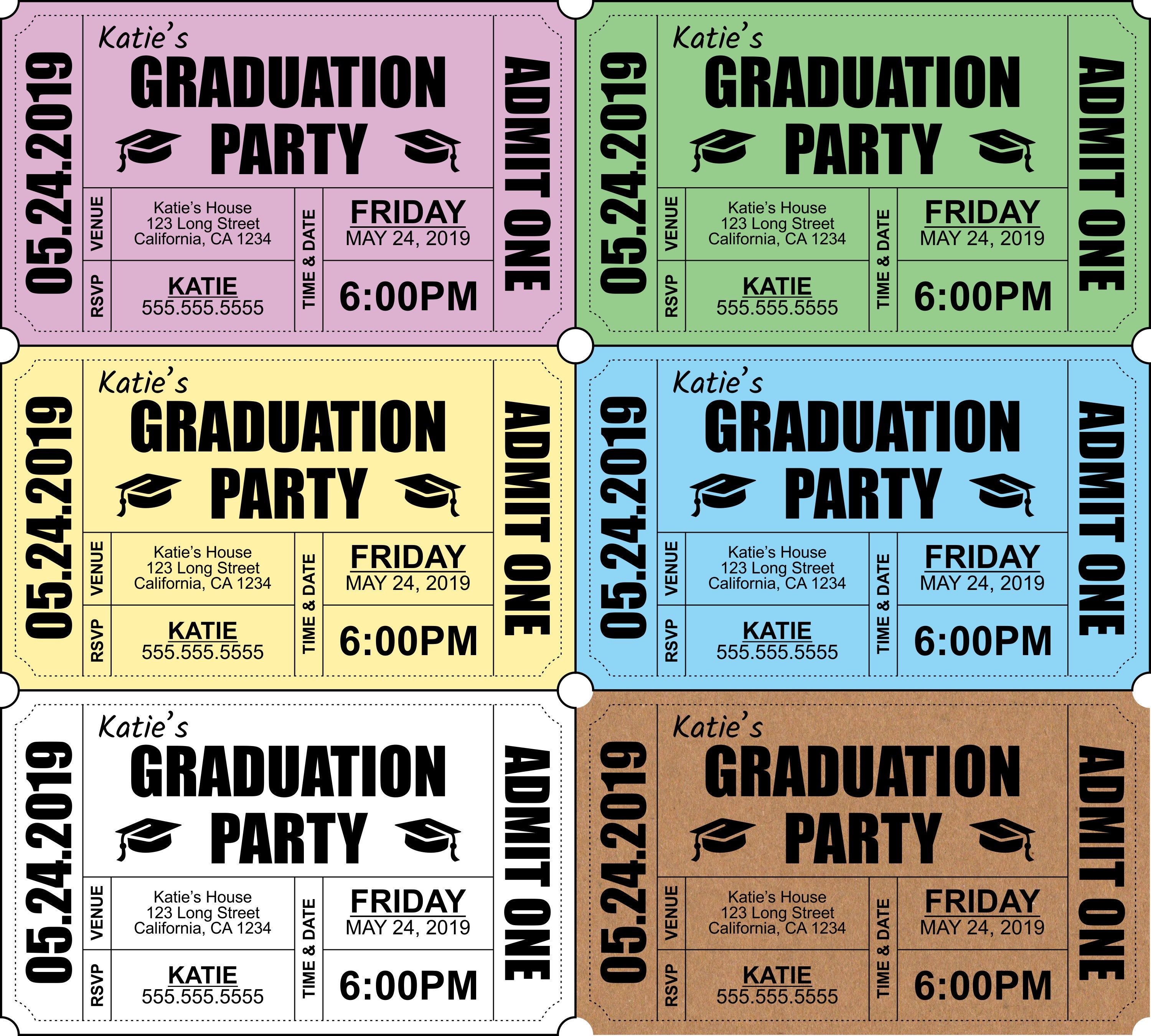Customizable Graduation Party Invitation Ticket | Etsy
