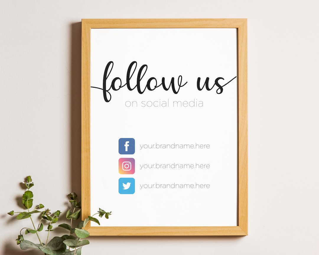 Customizable Social Media Follow Us Sign - Etsy