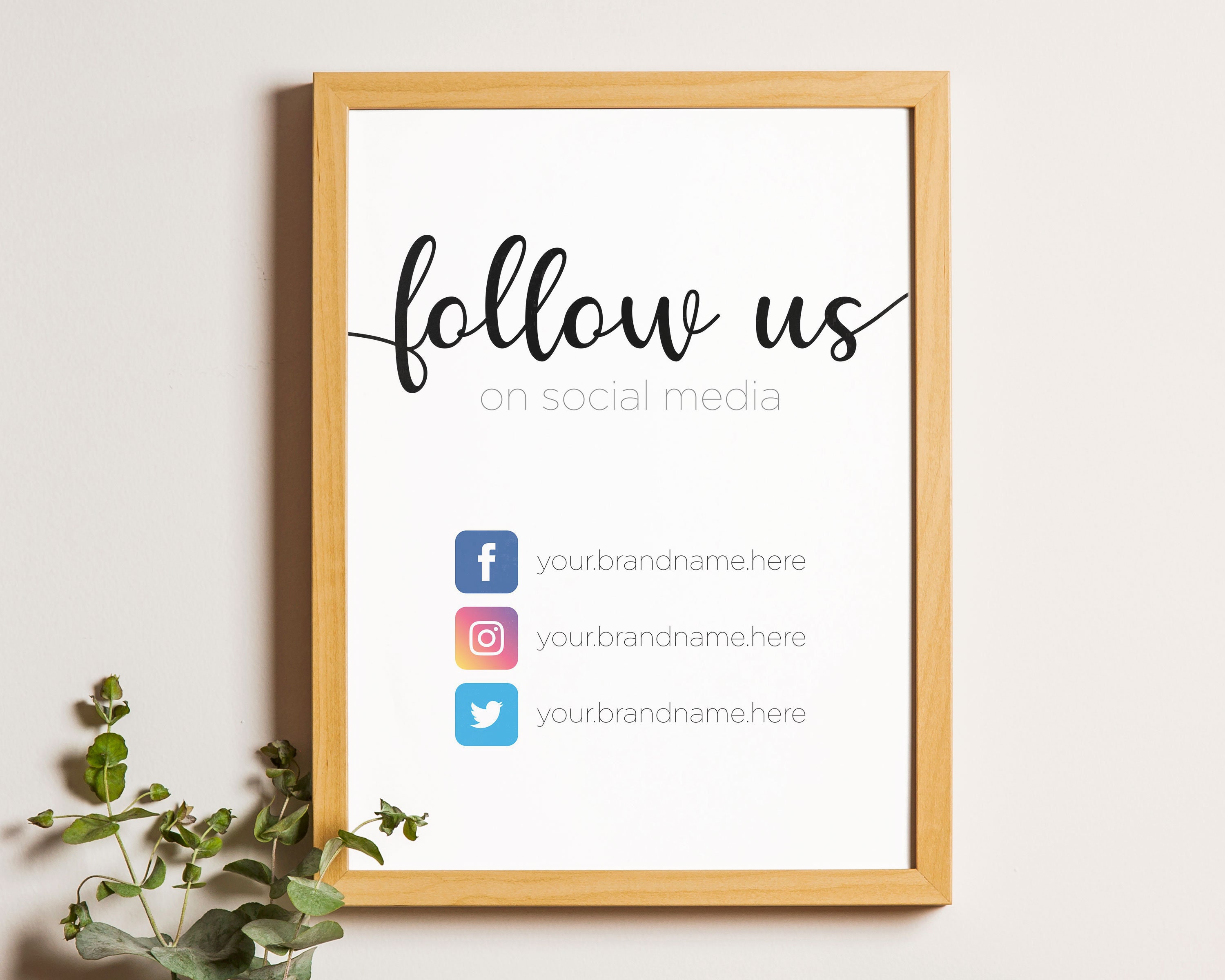 Customizable Social Media Follow Us Sign - Etsy