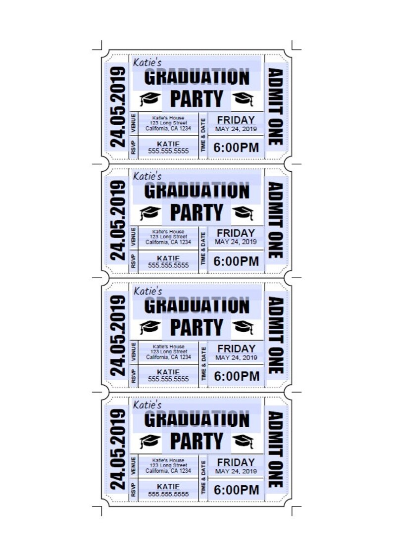 Customizable Graduation Party Invitation Ticket | Etsy