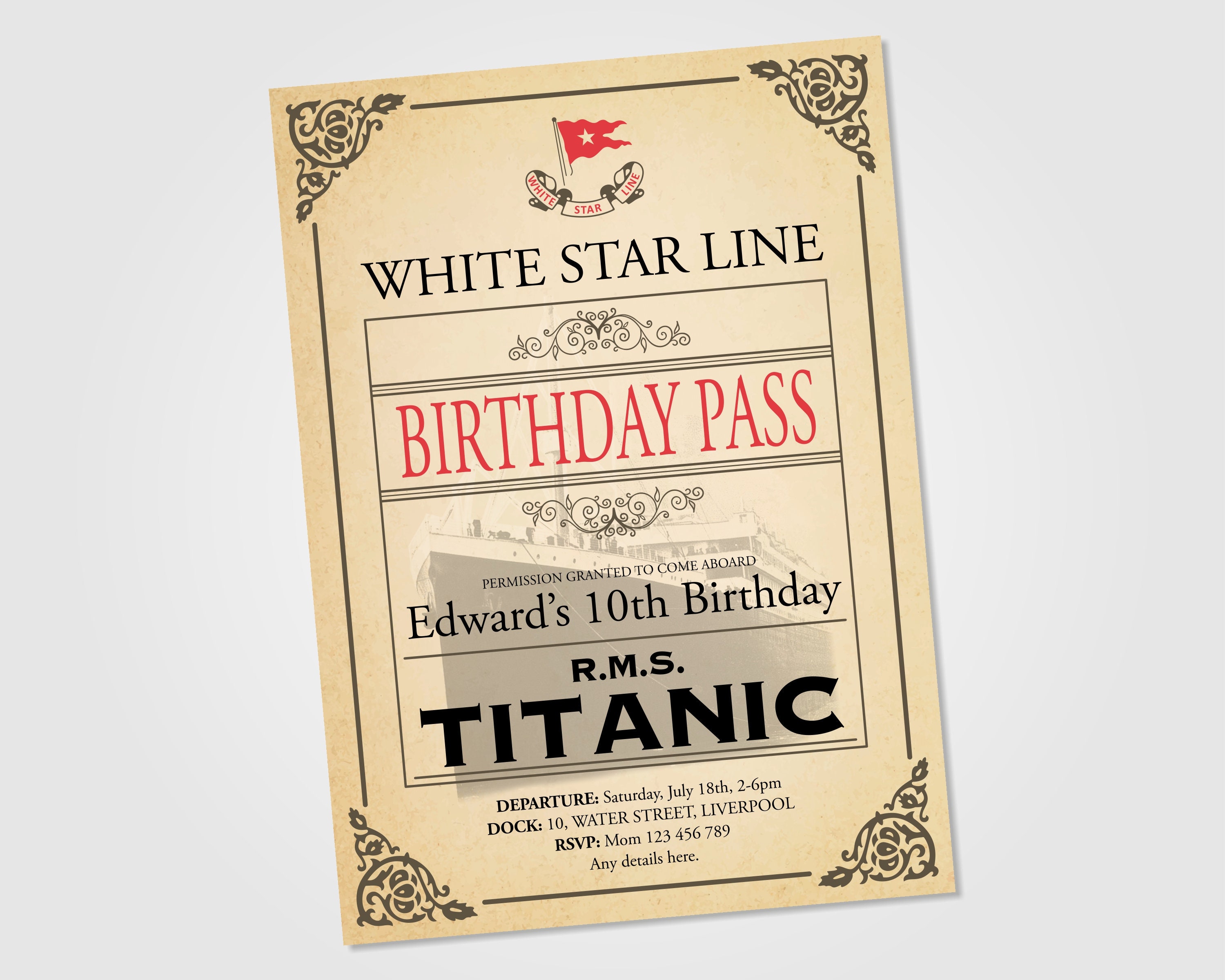 Titanic Boarding Pass Template Printable Free