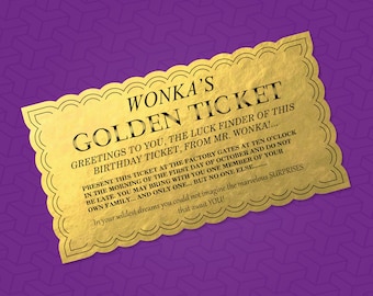 Willy Wonka's Golden Ticket Editable Template DIY Chocolate Factory ...