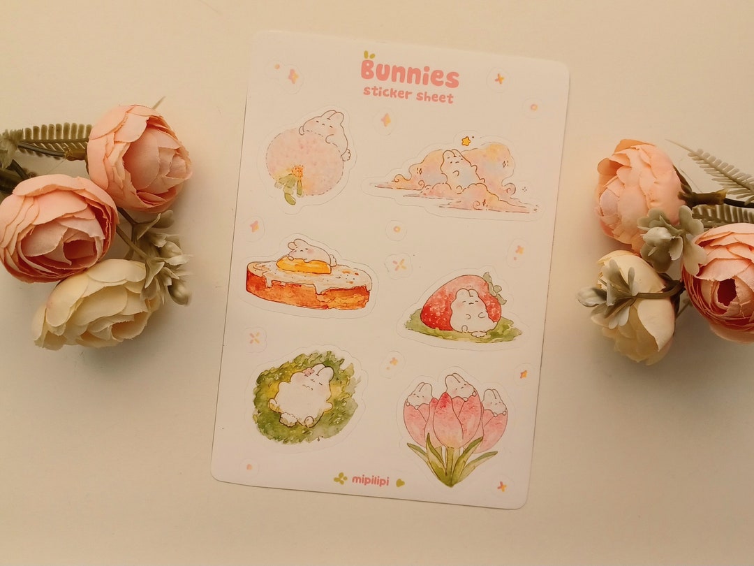 Adorable Bunny Sticker Sheet A6 Size Perfect for Planners - Etsy