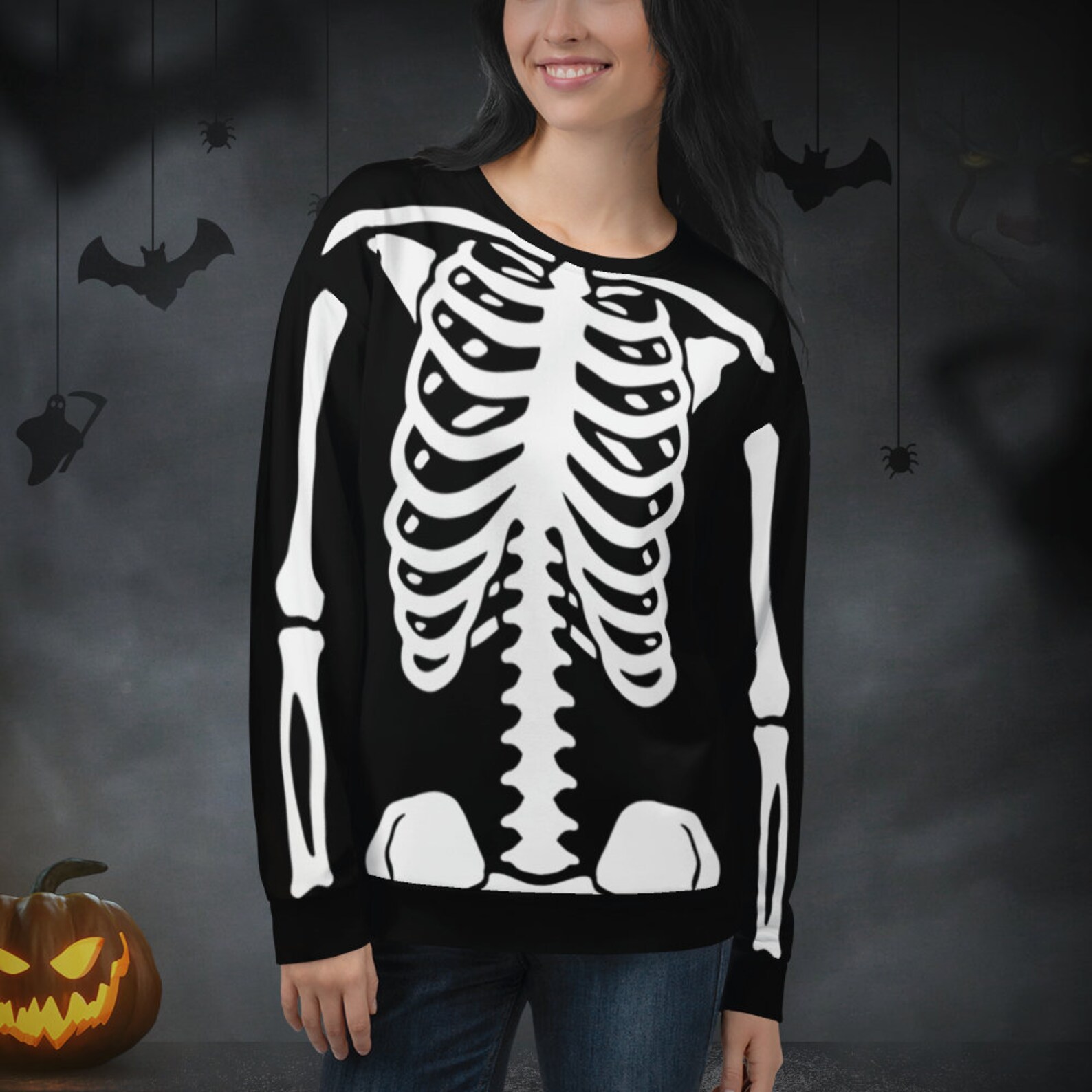 Halloween All-over Skeleton Print Unisex Sweatshirt Halloween - Etsy