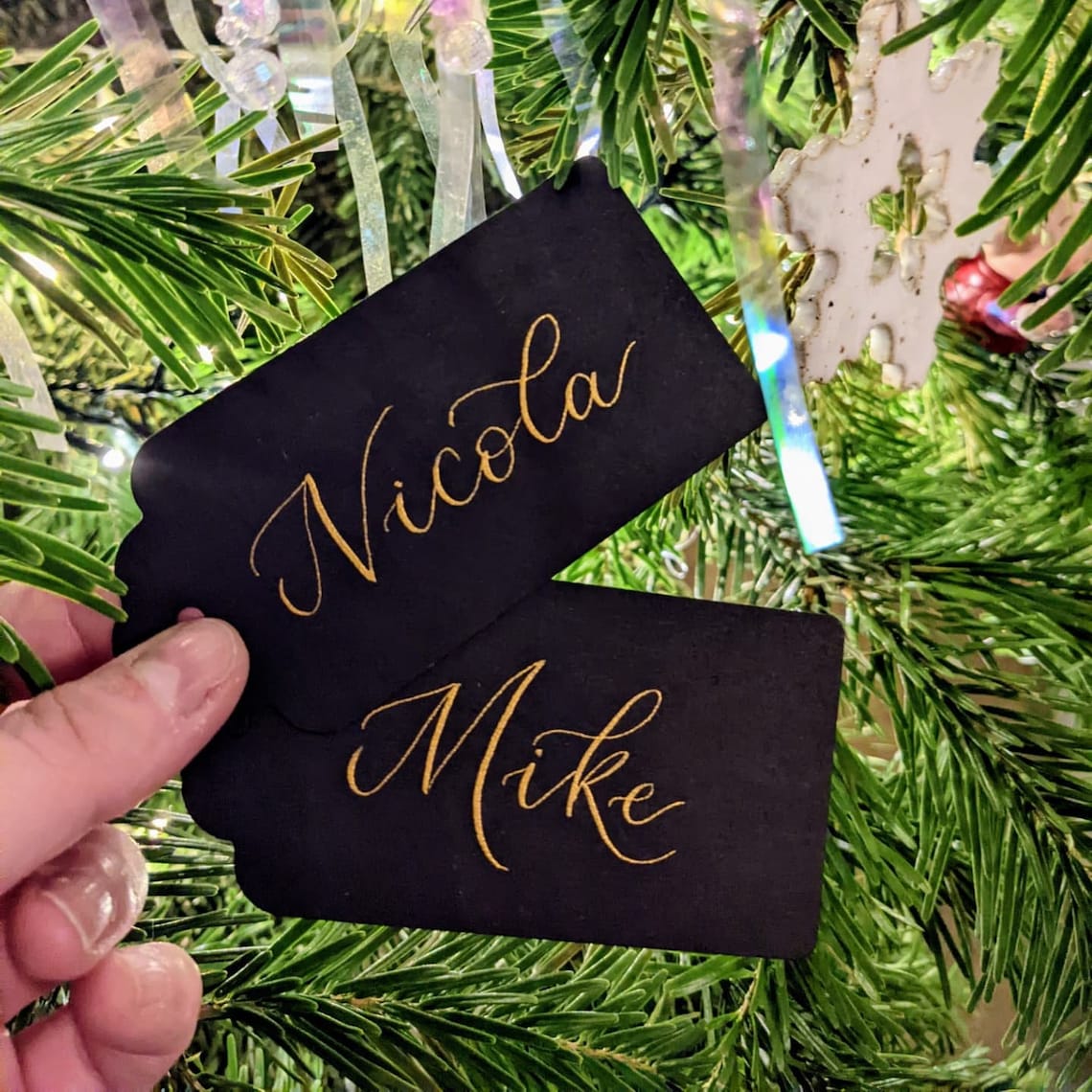 Personalised Black Gift Tags With Metallic Gold Ink - Etsy