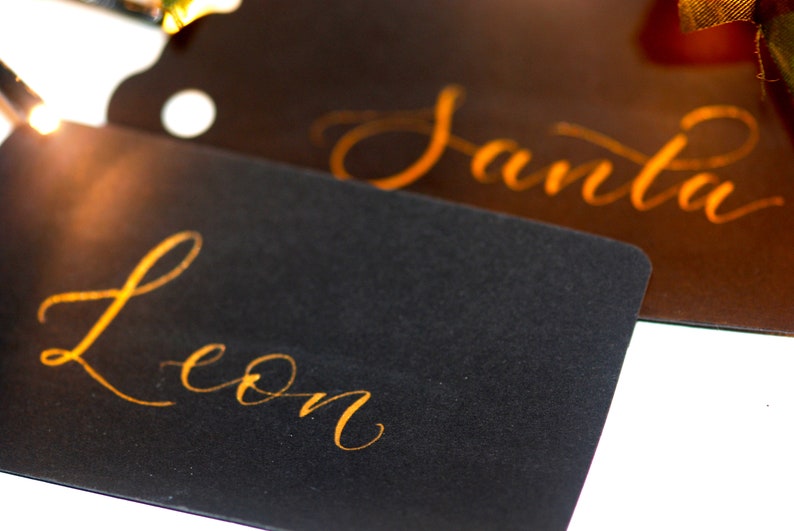 Personalised Black Gift Tags With Metallic Gold Ink, Calligraphy ...