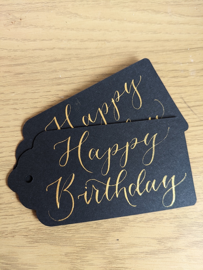Personalised Black Gift Tags With Metallic Gold Ink, Calligraphy ...