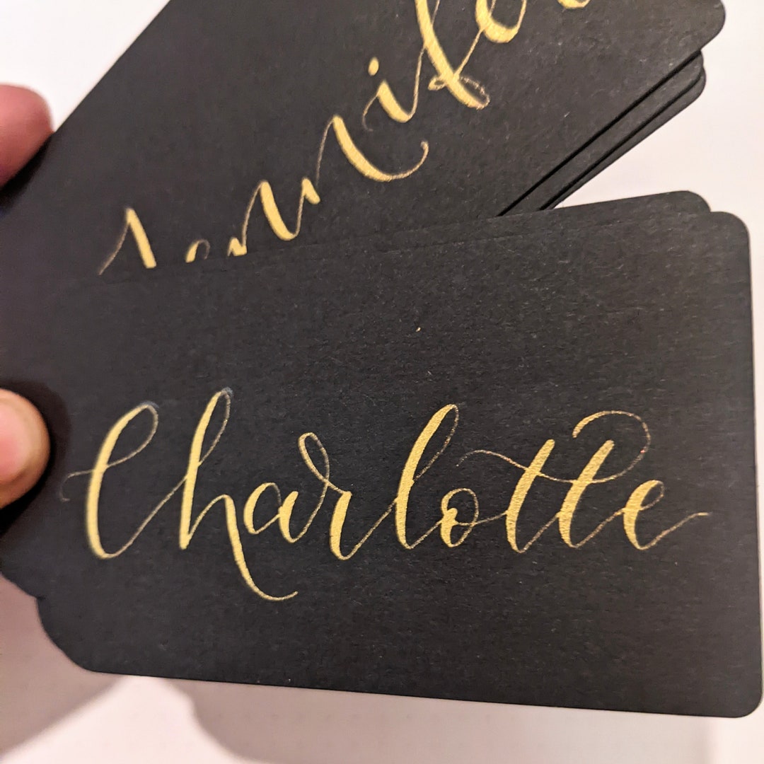 Personalised Black Gift Tags With Metallic Gold Ink, Calligraphy ...